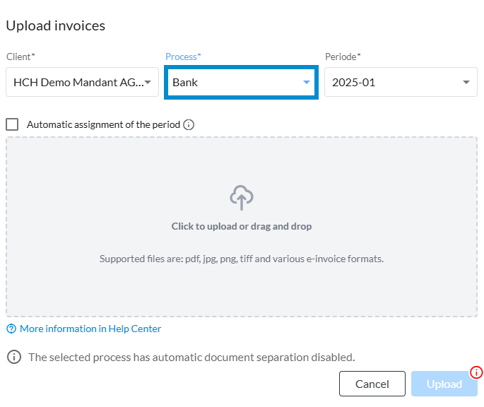 How can I process bank transactions (account statements) with Finmatics?