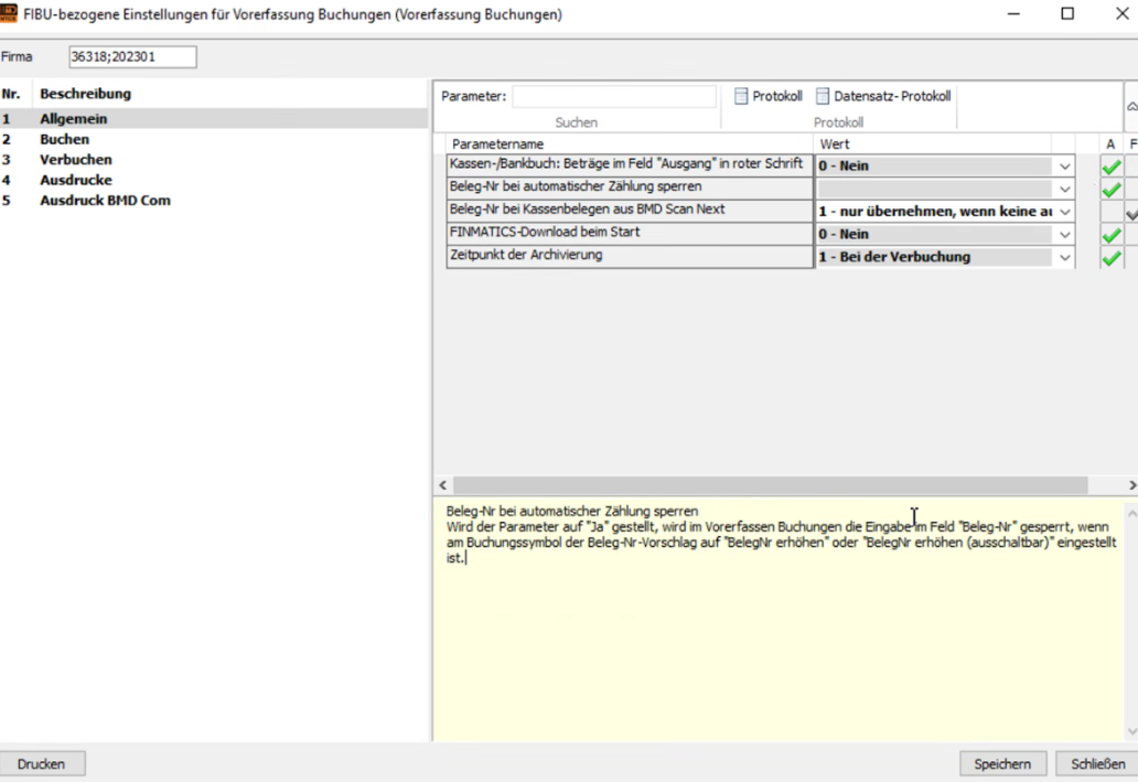 BMD - Wie stelle ich die externe/interne Rechnungsnummer für Finmatics ein?